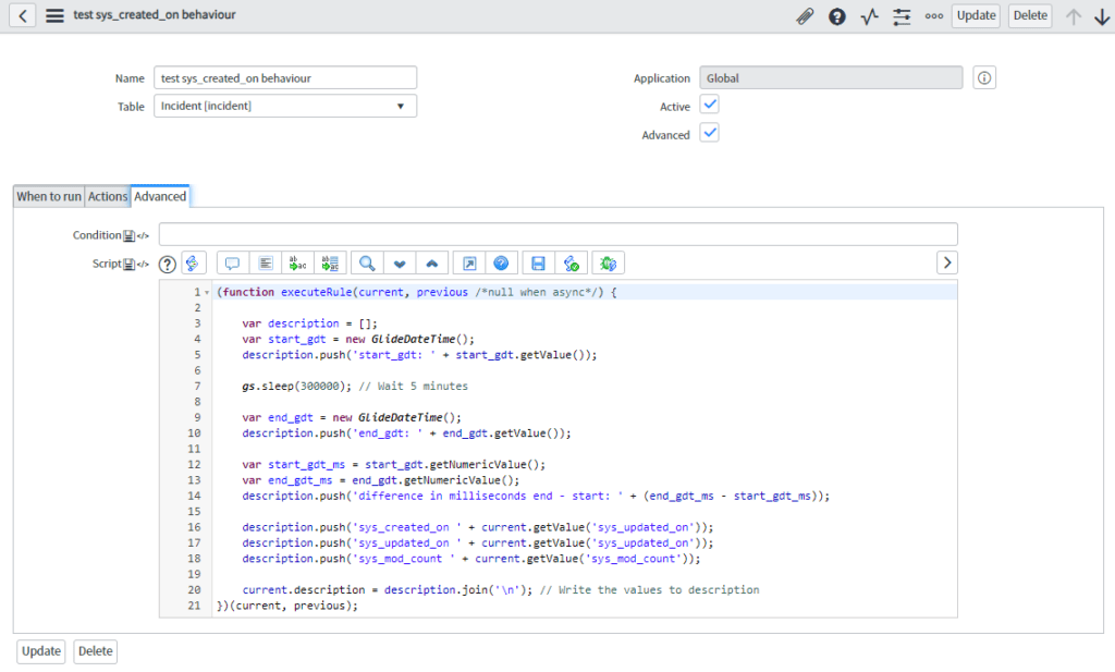 How to: sys_created_on and before insert business rules