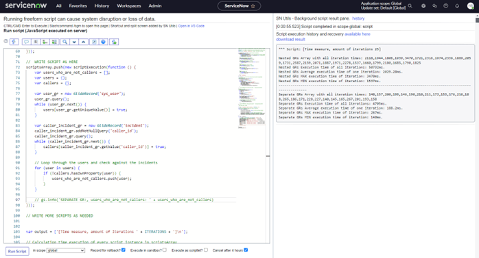 Nested Loop Performance Demonstration in ServiceNow Nested Loop Performance Demonstration in ServiceNow